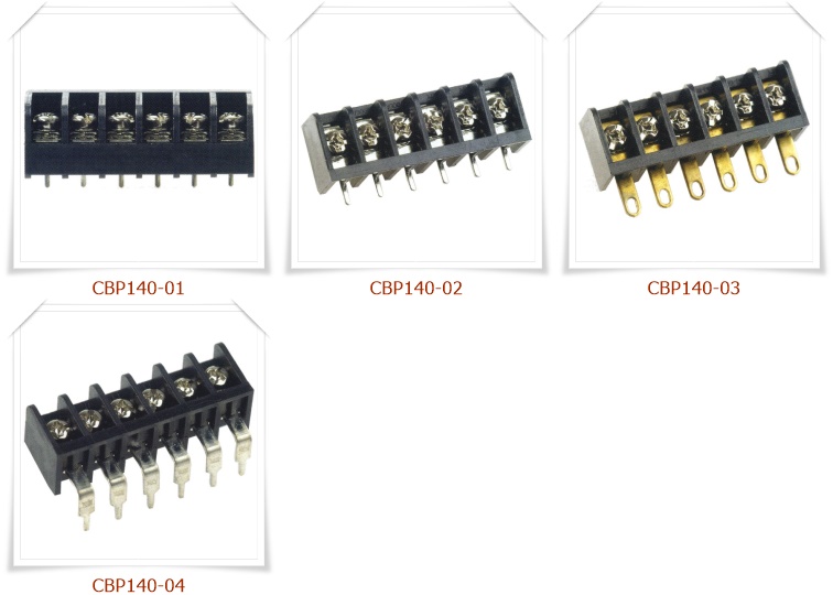 CBP140 Tri-Barrier Strip Terminal Blocks, 6.35mm pitch, 10A 300VAC ...
